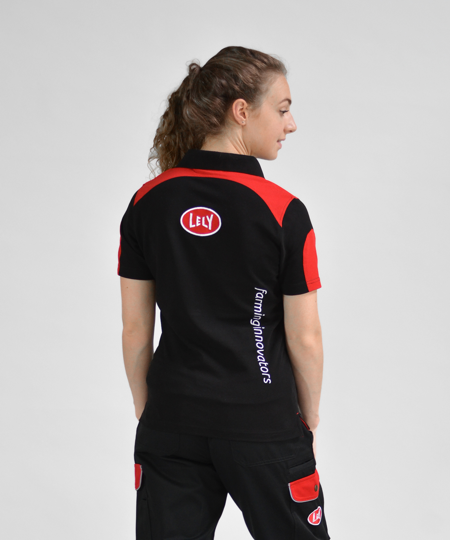 Polo dames zwart-rood 2.0