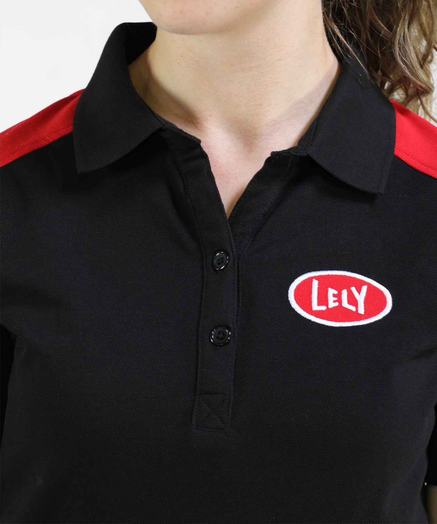 Polo dames zwart-rood 2.0